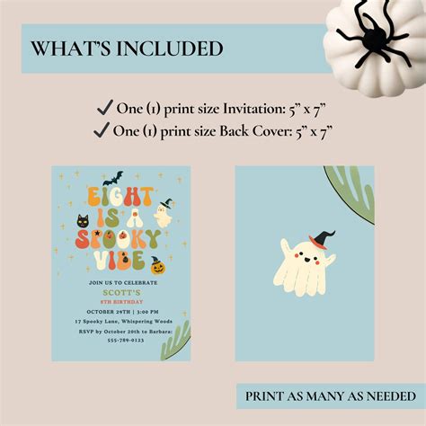 Spooky Eight Is A Vibe Invitation Template Halloween 8th Birthday