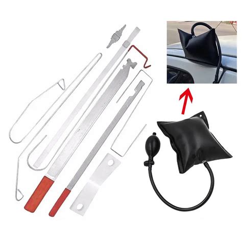 Car Door Lock Out Emergency Open Unlock Key Tools Kit Black Air Pump