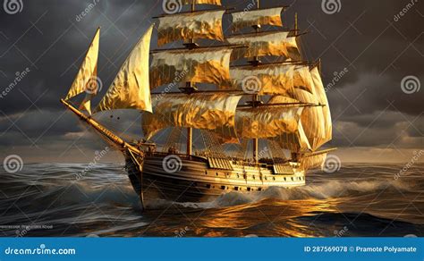 Barque Ship On The Sea Background Royalty Free Stock Image