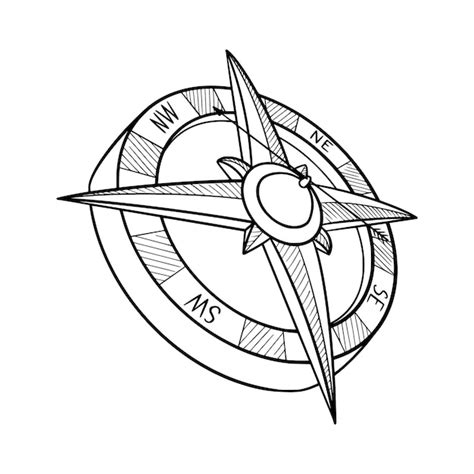 Premium Vector Sketch Of Compass For Pirate Adventures Compass In