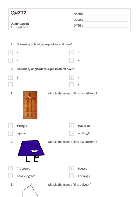 50 Quadrilaterals Worksheets For 4th Year On Quizizz Free And Printable