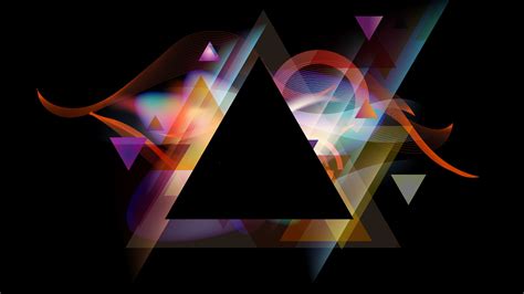 Abstract Geometry Black Background Colorful Triangle Wallpapers Hd Desktop And Mobile