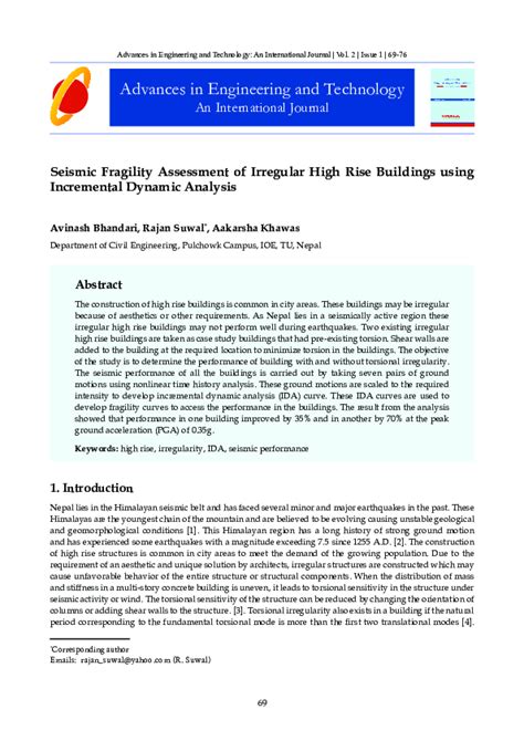 Pdf Seismic Fragility Of Irregular High Rises