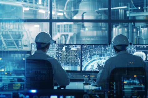 Engineers Monitoring Advanced Technology Systems In An Industrial