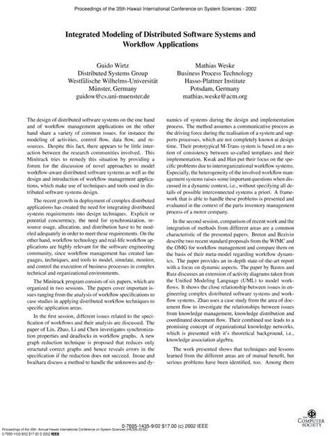 Integrated Modeling Of Distributed Software Systems And Workflow Applications Ieee Conference