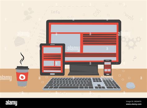 Vector Illustration Working Place Of Programmer Stock Vector Image