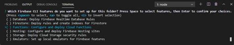 Javascript Cannot Select Hosting After Firebase Init Command Stack