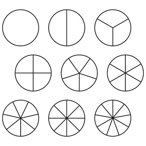 Kreis Segment Diagramme Pie Diagramm Symbole Vektor Kreisförmige Formen Geteilte Kreis Ikonen
