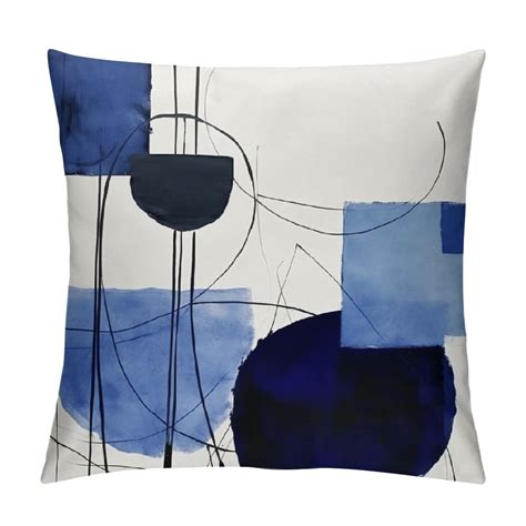 Comio Navy Blue And Gray Pillowcovers Modern Minimalist Throw Pillow