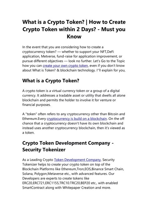 Ppt What Is A Crypto Token How To Create Crypto Token Within 2