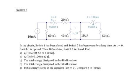 Solved Problem In The Circuit Switch Has Been Closed Chegg