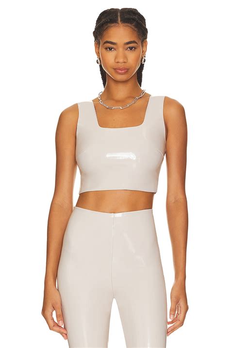 Commando Faux Patent Leather Crop Top In Porcelain Revolve