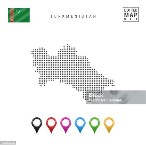 Stock Ilustrace Vektorová Tečkovaná Mapa Turkmenistánu Jednoduchá
