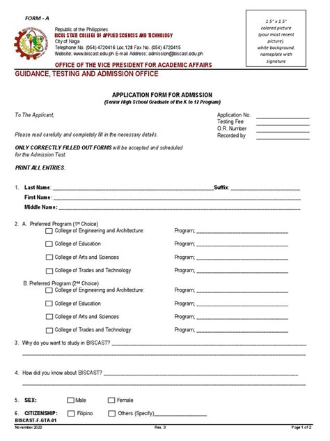Form A Sa Biscast Pdf