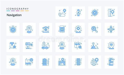 25 Navigation Blue Icon Pack Stock Vector Illustration Of Home