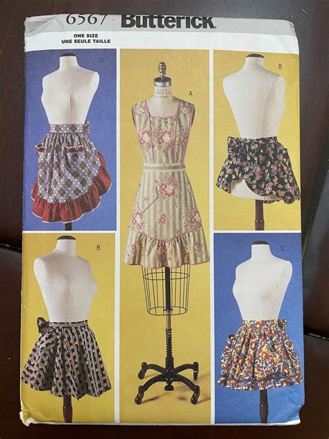 Butterick 6567 Pattern Uncut Vintage 2000s Full Or Half Apron Retro