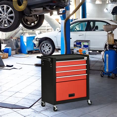 DURHAND 4 Drawer Tool Chest With 4 Wheels Rolling Tool Box And Storage
