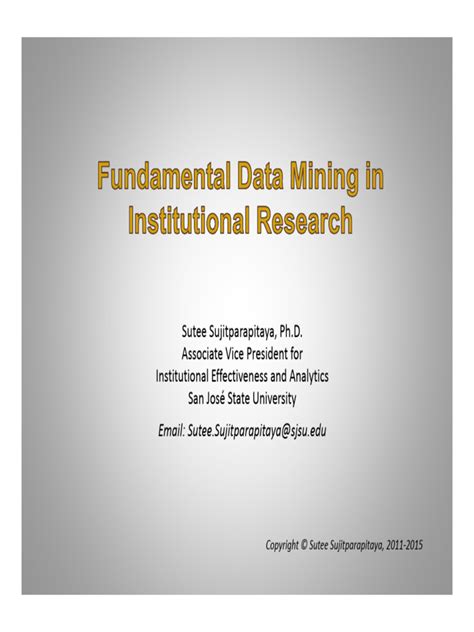 Fundamentaldataminingininstitutionalresearchworkshop Pdf