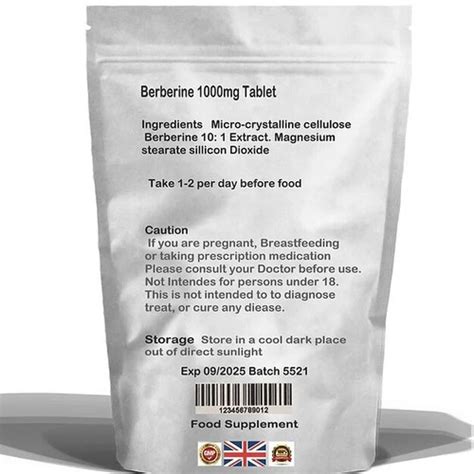 Berberine Tablets 1000mg Tabletscapsules Support Blood Sugar