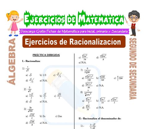 Ejercicios de Racionalización para Segundo de Secundaria Matemática
