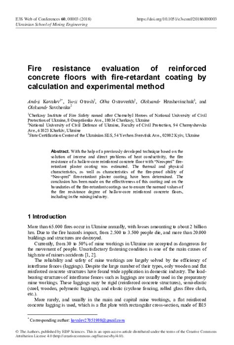 Pdf Fire Resistance Evaluation Of Reinforced Concrete Floors With Fire Retardant Coating By
