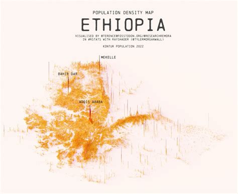 Population Density Map Of Ethiopia By Maps On The Web