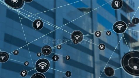 Animation Of Network Of Connections With Icons Over Cityscape Stock Footage Video Of Internet