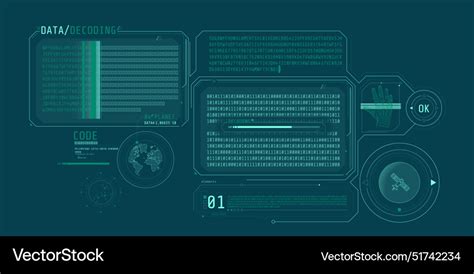 Hud Interface Design For Decoding Satellite Data Vector Image