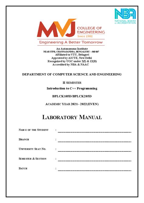 C Lab Manual Nice Notes An Autonomous Institute NEAR ITPB CHANNASANDRA BENGALURU