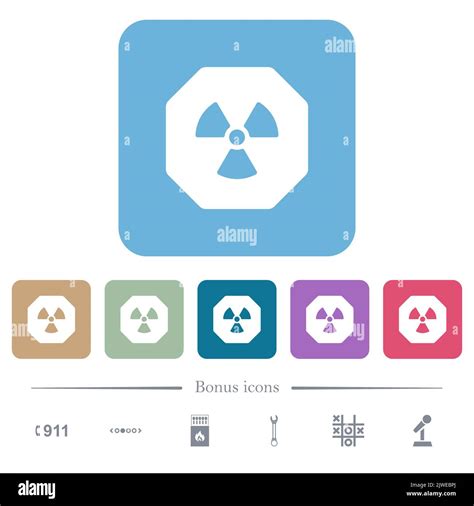 Octagon Shaped Uranium Sanction Sign Solid White Flat Icons On Color
