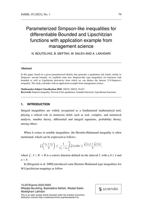 Pdf Parameterized Simpson Like Inequalities For Differentiable