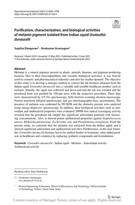 Purification Characterization And Biological Activities Of Melanin