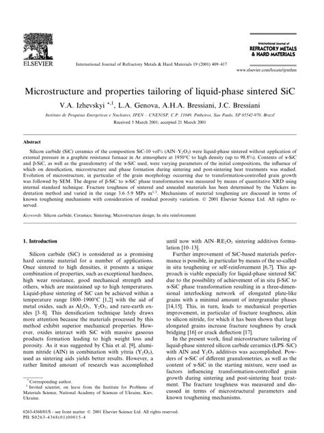 Pdf Microstructure And Properties Tailoring Of Liquid Phase Sintered Sic