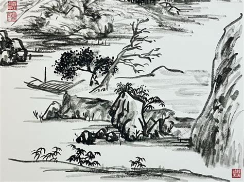 临摹石涛，水墨中国画山水横渠散人 站酷zcool