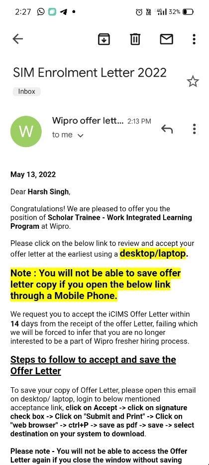 Harsh Vardhan Singh On Linkedin Wipro Wiprohiring Sim Wilp