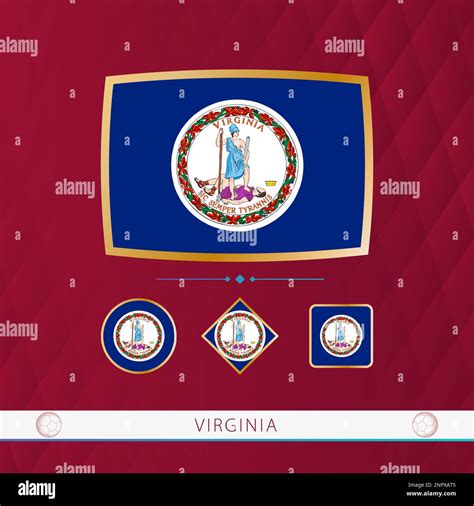 Set Of Virginia Flags With Gold Frame For Use At Sporting Events On A