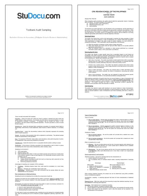 Testbank Audit Sampling 2 Pdf Sampling Statistics Audit