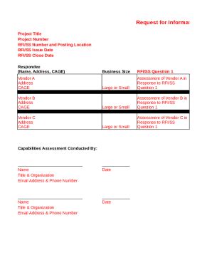 Fillable Online Request For Information RFI O Fax Email Print PdfFiller