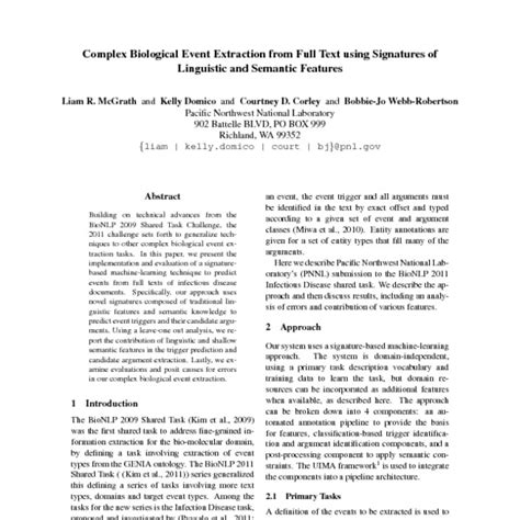Complex Biological Event Extraction From Full Text Using Signatures Of Linguistic And Semantic