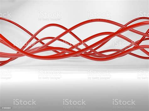 레드 전기 와이어 또는 추상적임 운항선 3d 일러스트 0명에 대한 스톡 사진 및 기타 이미지 0명 3차원 형태 개념