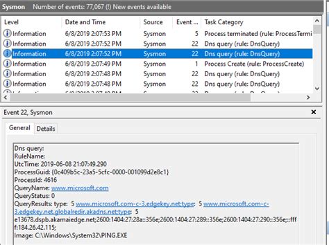 Sysmon Getting DNS Query Logging With Querying Process Name