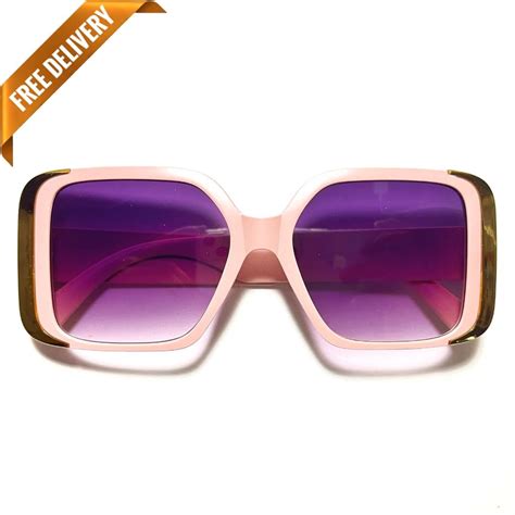 1970s Vintage Style Big Pink Rectangular Oversized Womens Sunglasses Etsy