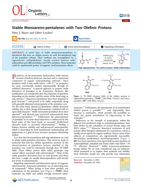 Pdf Stable Monoareno Pentalenes With Two Olefinic Protons