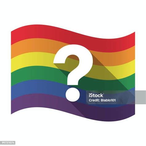 Bendera Gay Pride Terisolasi Dengan Tanda Tanya Ilustrasi Stok Unduh
