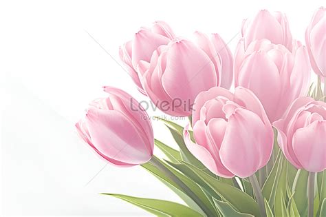 핑크 튤립 그림 일러스트 무료 다운로드 Lovepik