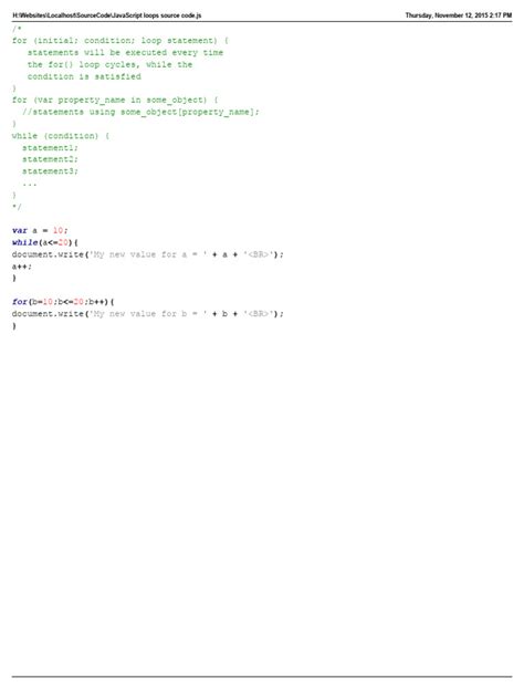 Javascriptloopssourcecode Pdf