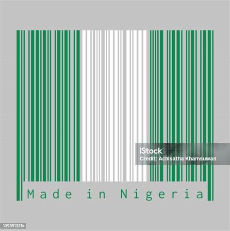 바코드 설정 나이지리아 국기의 색 녹색 백색과 녹색의 수직 색 Triband 가격에 대한 스톡 벡터 아트 및 기타 이미지