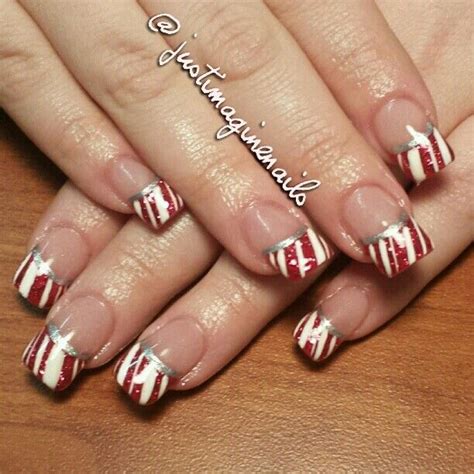 Candy Cane Glitter Tip Acrylic Christmas Nails Justimaginenails