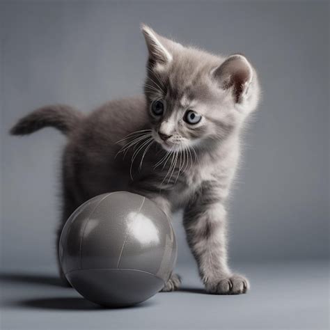 Premium Ai Image Aegean Kitten Pouncing On Toy Ball