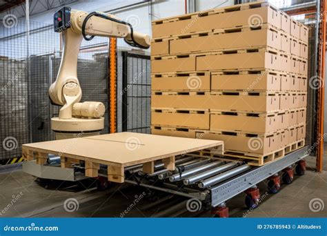 Robot Loading Crates Onto Pallet For Shipping To Customer Stock Image